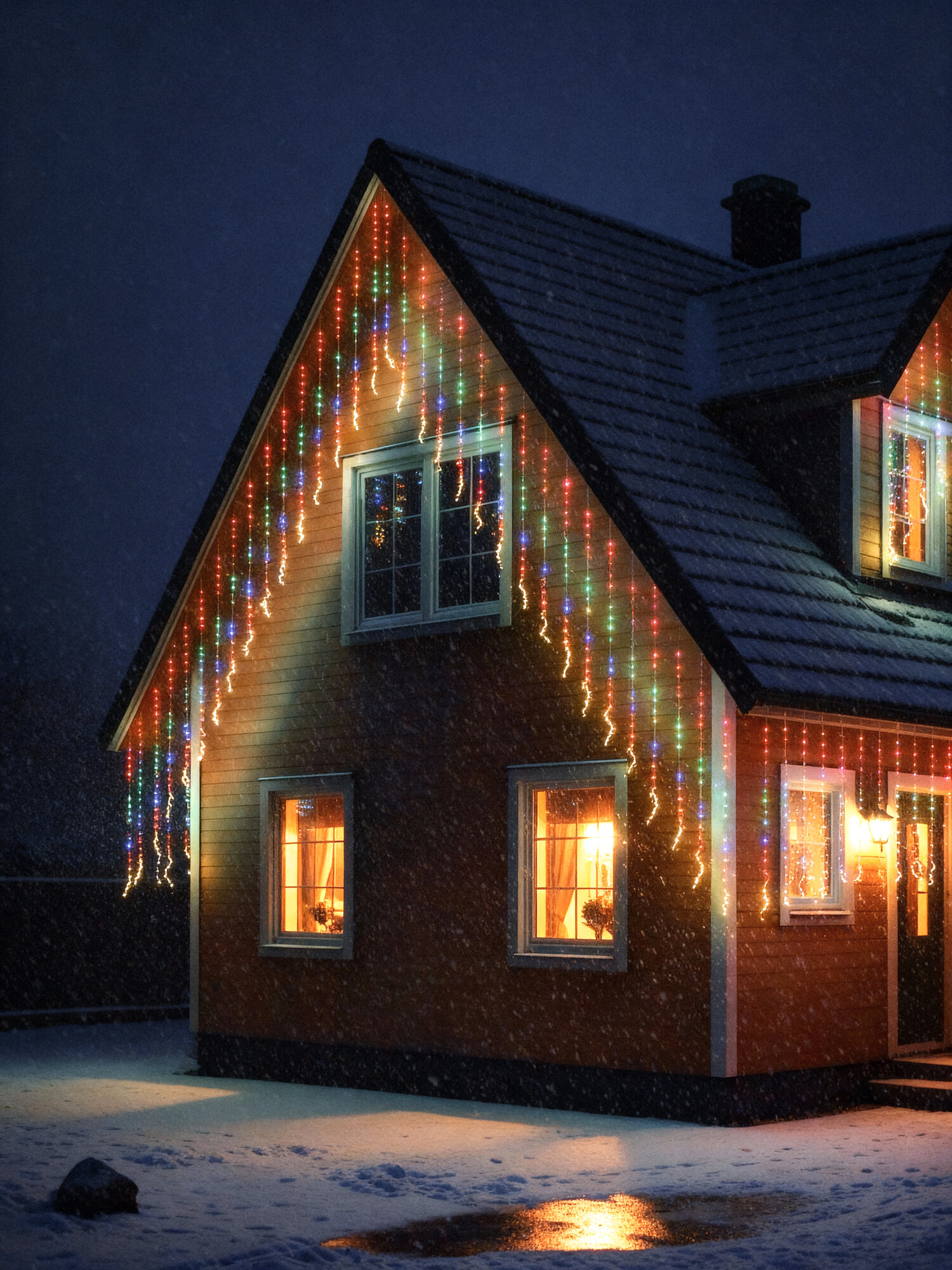 Новогодняя гирлянда уличная - Водопад, 720 LED, разноцветная, прозрачный провод, ( ширина 5 м х высота 2 м), 8 режимов.