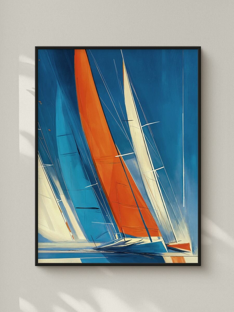 Постер на стену 30х40 Паруса, без рамы, плакат с морским декором для интерьера