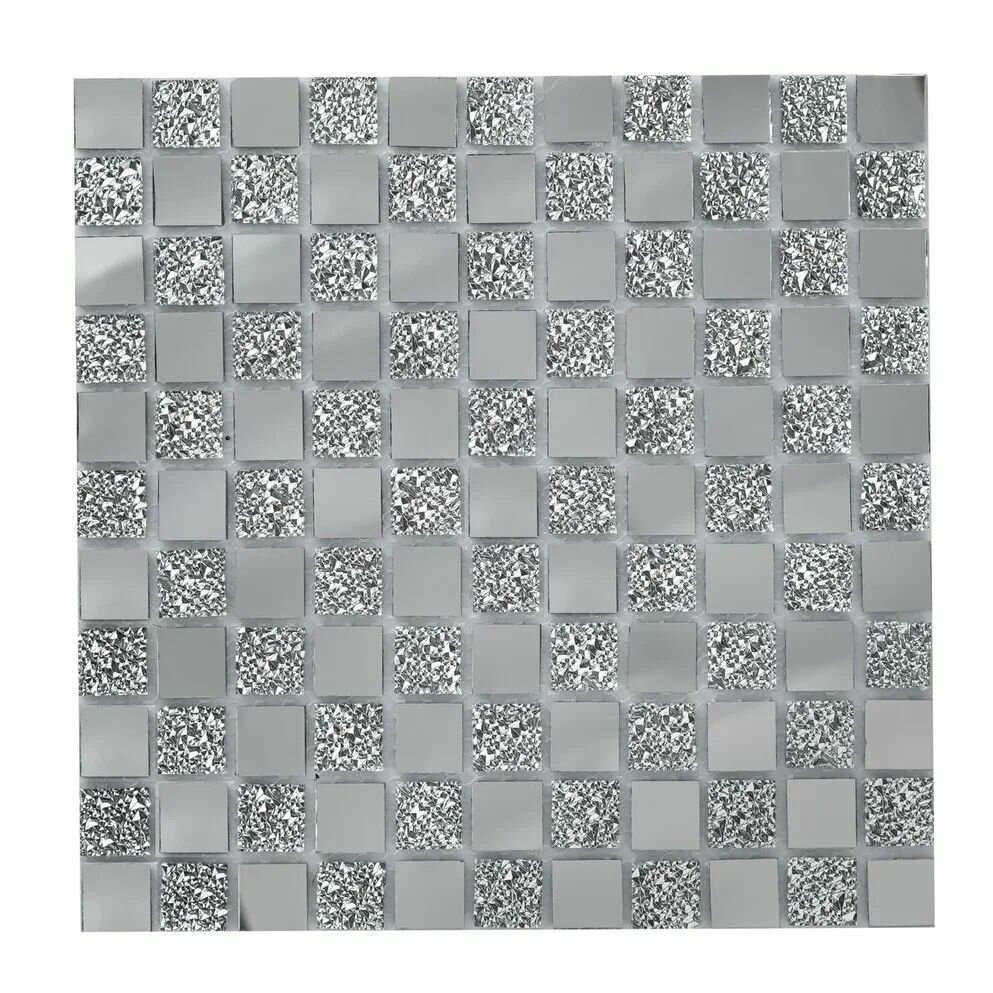 Плитка мозаика КерамограД зеркальная на сетке для ванной и душевой, влагостойкая износостойкая, 30х30см/ 5 сеток