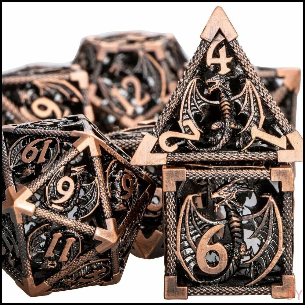 Кубики для DnD (ДнД) 7 шт Металлические , Кости игральные Дайсы, Классический набор дайсов Dungeons & DragonsРолевая игра , Pathfinder, настольные игры