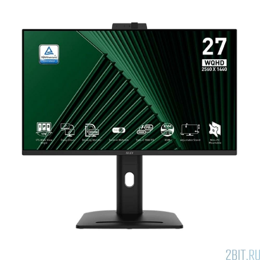 Монитор MSI 27" Pro MP275QPDG черный IPS LED 16:9 HDMI M/M Cam матовая HAS Piv 1300:1 250cd 178гр/178гр 2560x1440 100Hz DP Quad HD 2K (1440p) USB 6.26кг