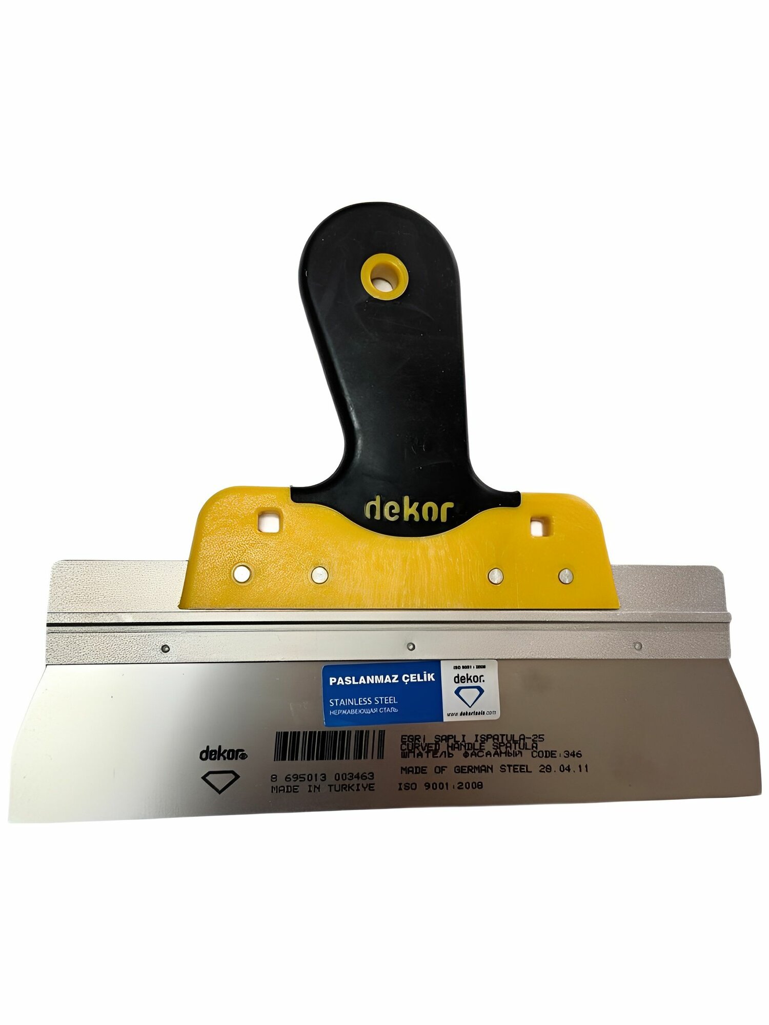Шпатель DEKOR 250 мм нержавеющая сталь фасадный, ручка с эластомерным покрытием 346