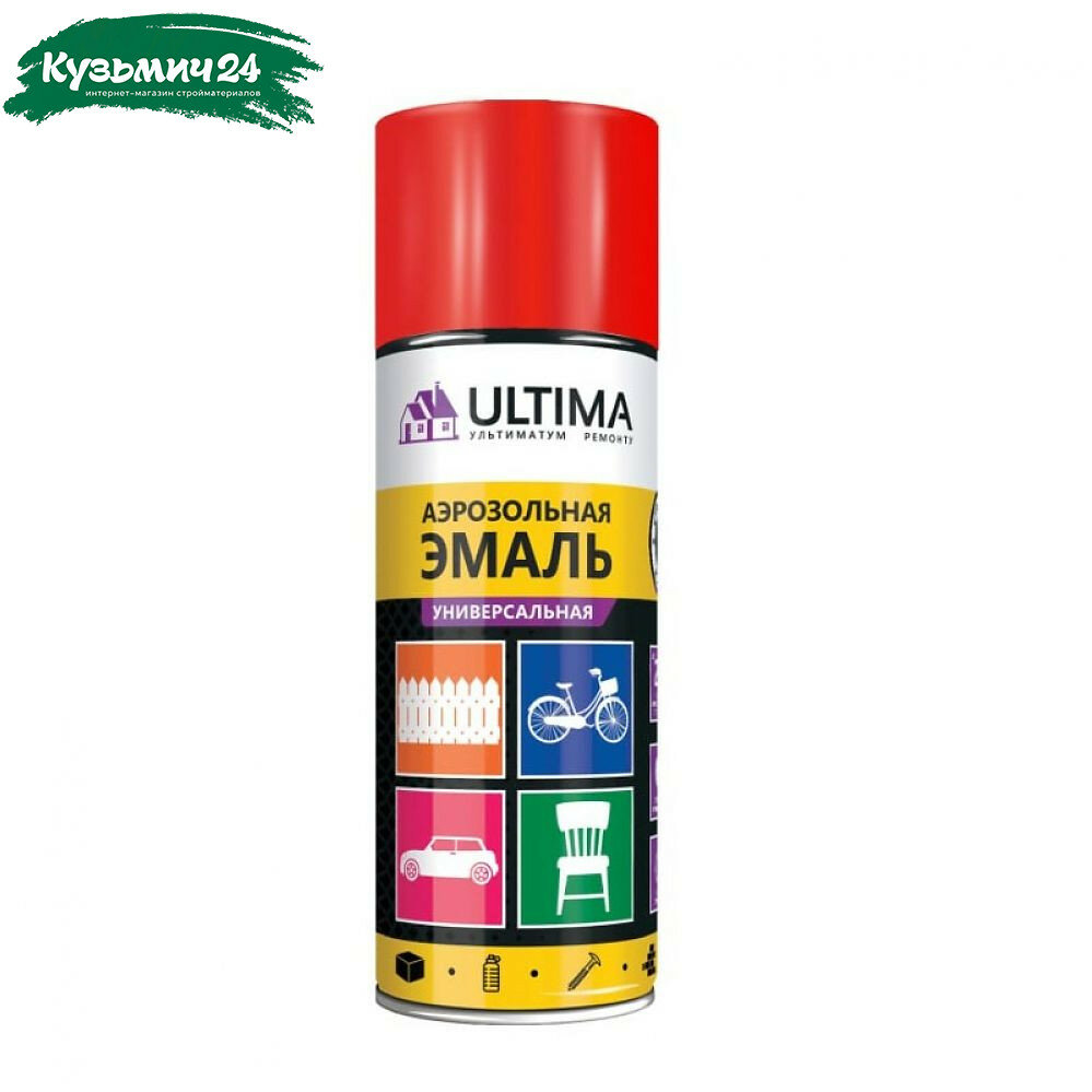 Эмаль аэрозольная ULTIMA ULT011 RAL 3020 акриловая, универсальная, красный, 520 мл