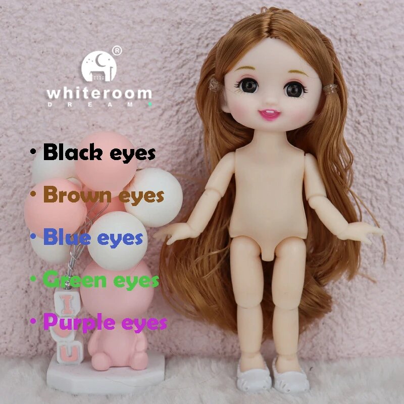 Кукла шарнирная Whiteroom 16 см, цвет Naked doll 017, глаза черные