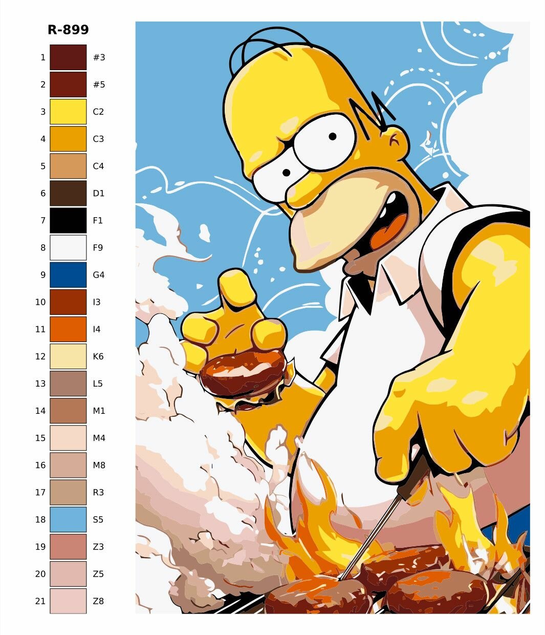 Картина по номерам R899 "Гомер Симпсон" 50x70