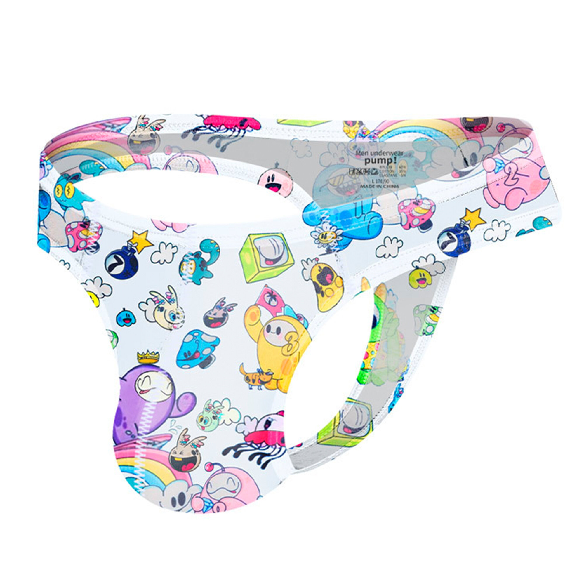 Мужские трусы-стринги PUMP! MP2993-1, 60% нейлон, 35% хлопок, 5% эластан, белый, размер XL(50)