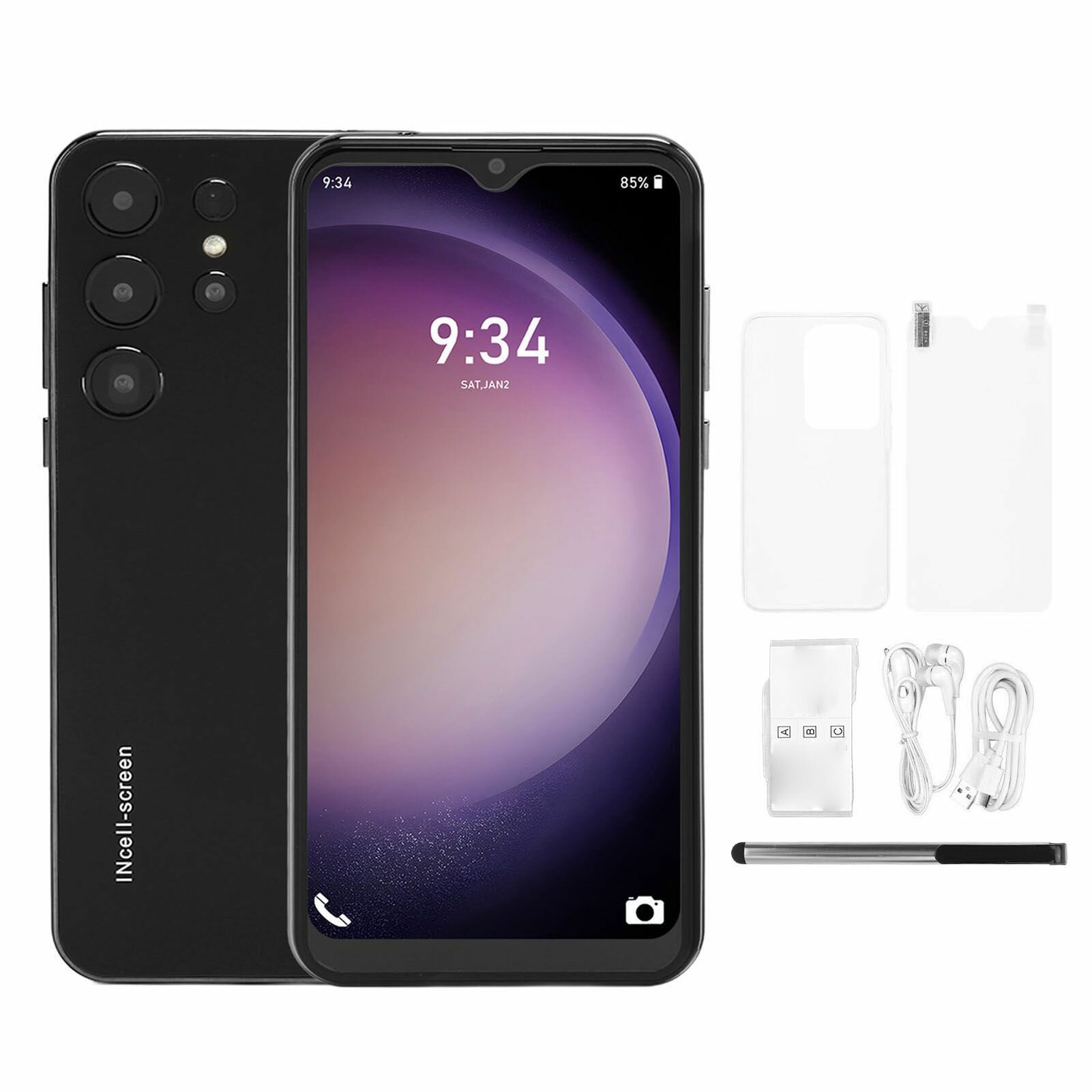 Смартфон S23 Ultra 6.49" со стилусом, 8/64GB, 6800 мАч (Черный)