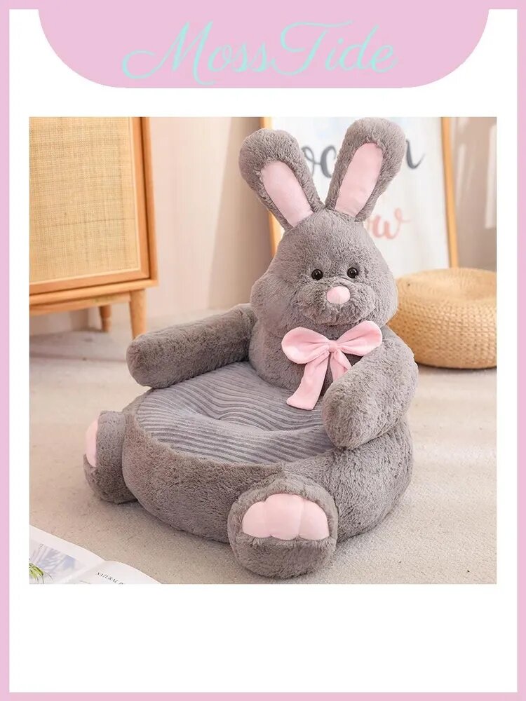 Уютное кресло-игрушка "Слон, Кролик, Обезьяна" для детей, розовый, 50x50x45 см