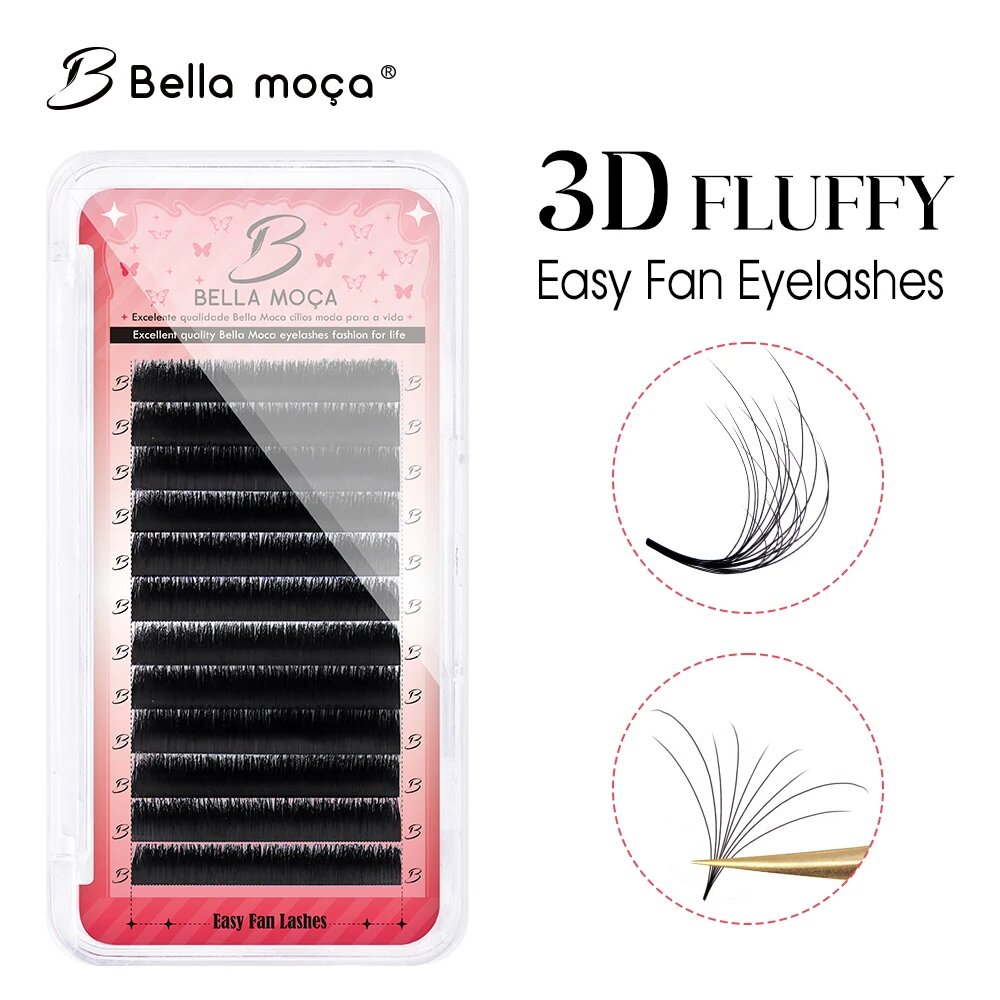 Bella moça 3D Fluffy ресницы Easy Fan, D изгиб, 10 мм