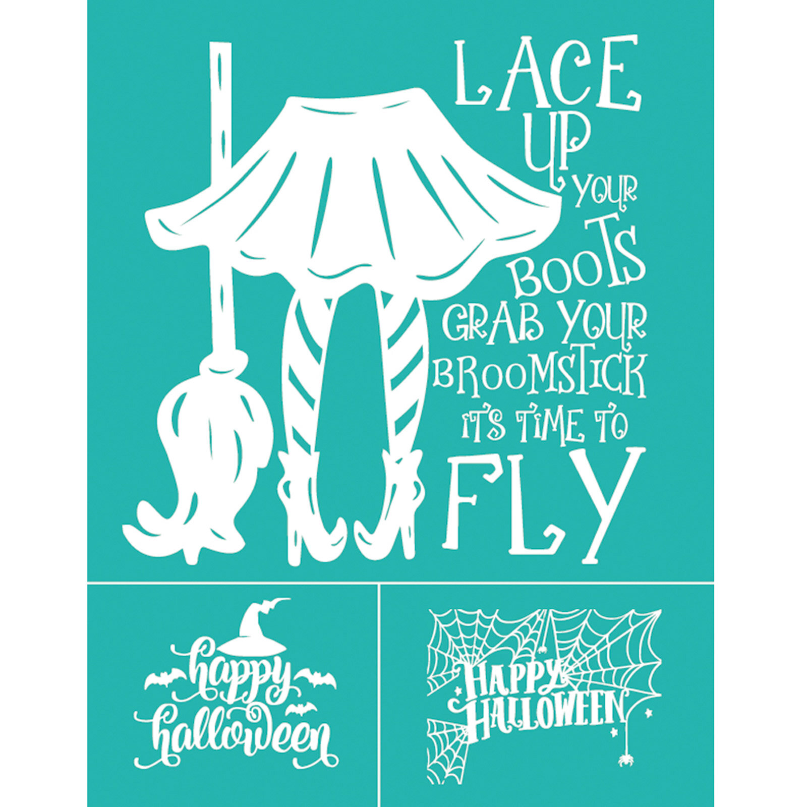 Счастливый Хэллоуин Самоклеящийся Трафарет Для Шелкотрафаретной Печати Ведьминой Метлы