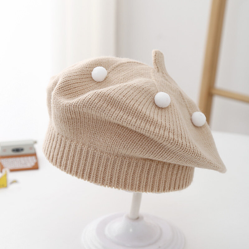Весенне-осенний корейский вариант для мальчиков и девочек, универсальный вязаный берет ярких цветов, детская стильная повседневная шерстяная шапка, шапка художника.