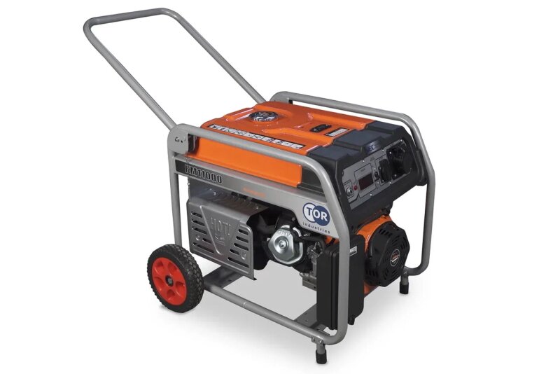 1011100 Генератор бензиновый TOR KM11000H 8,0 кВт 220В 27 л с электростартером и колесами