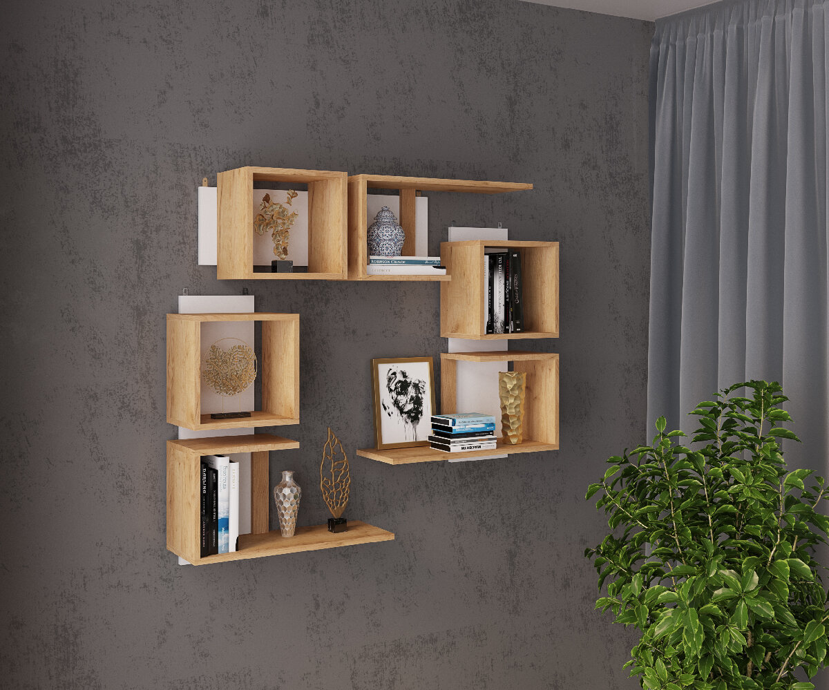 Полка навесная ПНМ-3 белый/дуб крафт золотой (Микон)