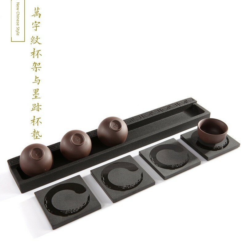 Черный золотой камень, подставка для чайной чашки, подставка для чайной церемонии, каменный поднос для чая, натуральный