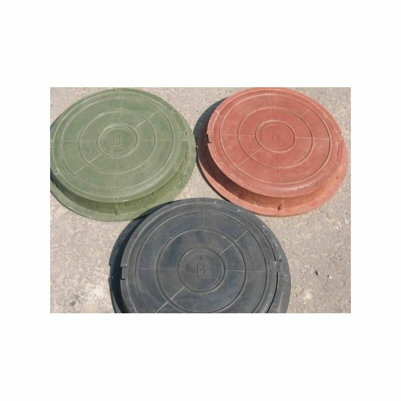 Люк канализационный полимерный, 15 кН круглый зеленый (758*60мм)