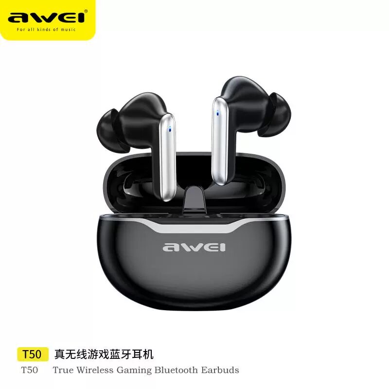 AWEI T50 True Wireless Bluetooth наушники черного цвета HIFI стереозвук с низкой задержкой для игр