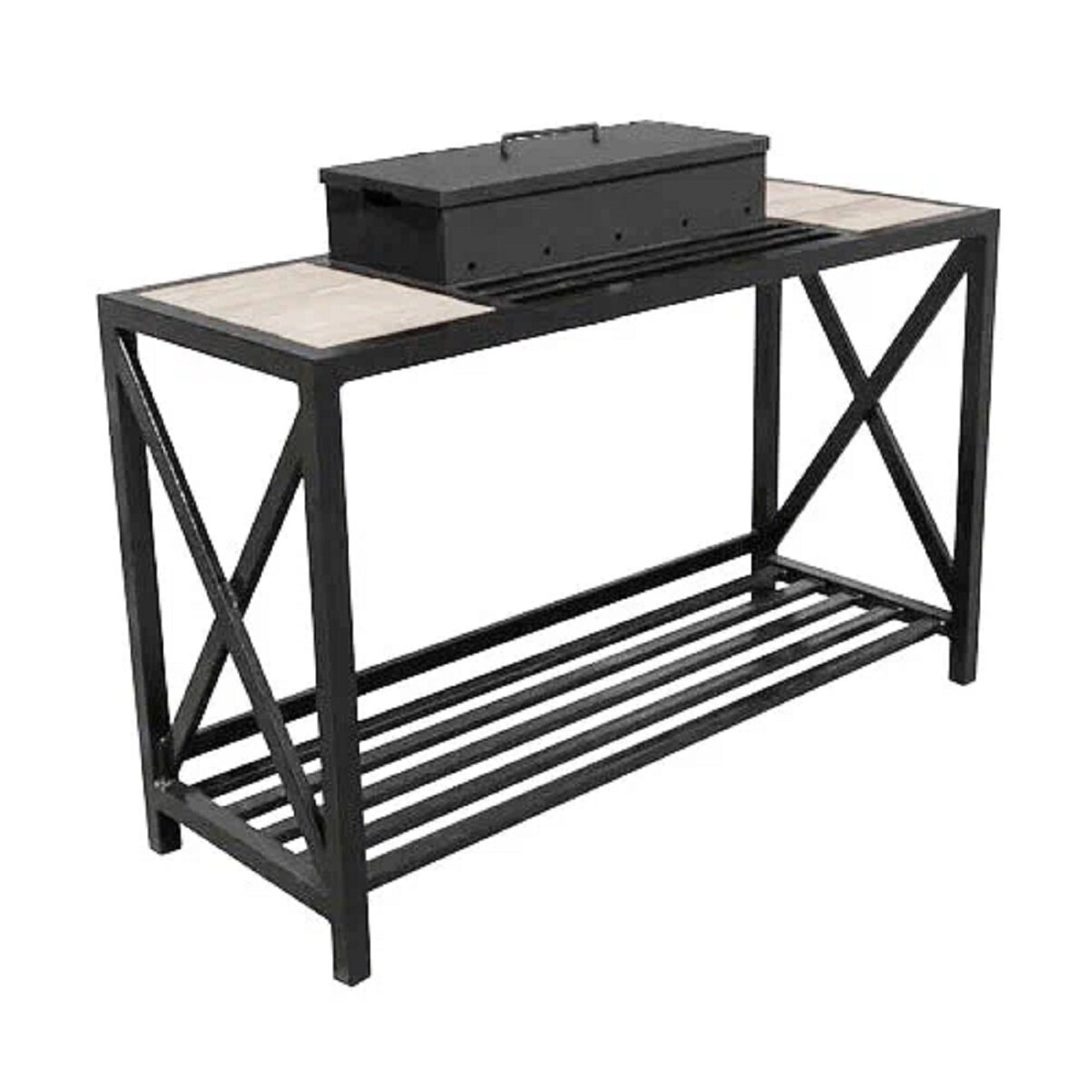 Мангал в стиле лофт Этна, стационарный, столик, 240 * 55 * 80 см