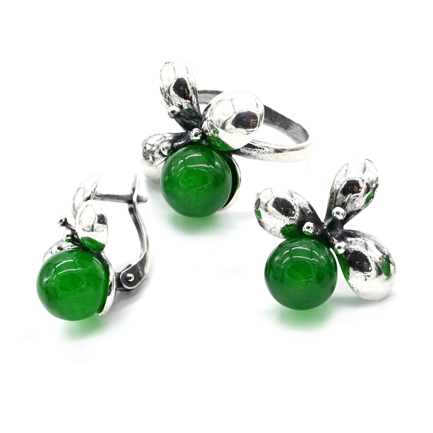 Серьги, хризопраз