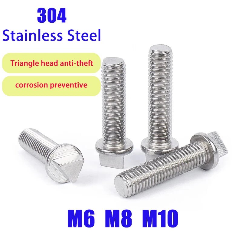 Нержавеющая сталь 304, M6 M8 M10, внешние противоугонные болты с треугольной головкой, треугольные защитные винты для наружного оборудования и гаечный ключ
