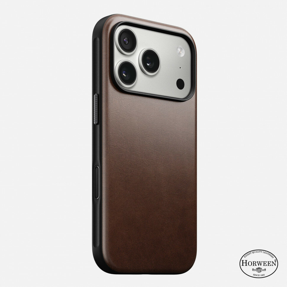 Кожаный чехол Nomad Modern Horween Leather Case для iPhone 17 Pro коричневый (Rustic Brown)