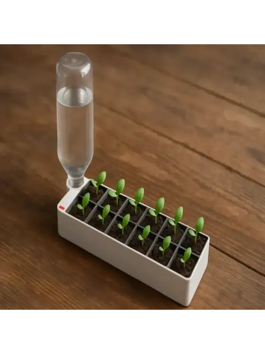 Набор для рассады "Выращивание и уход", пластик, серый, 1 большой 8 маленьких, с дренажной системой