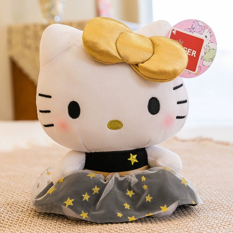 Плюшевая кукла Hello Kitty, 9 дюймов (25 см) черно-золотой цвет, официально лицензированная игрушка, мягкая плюшевая