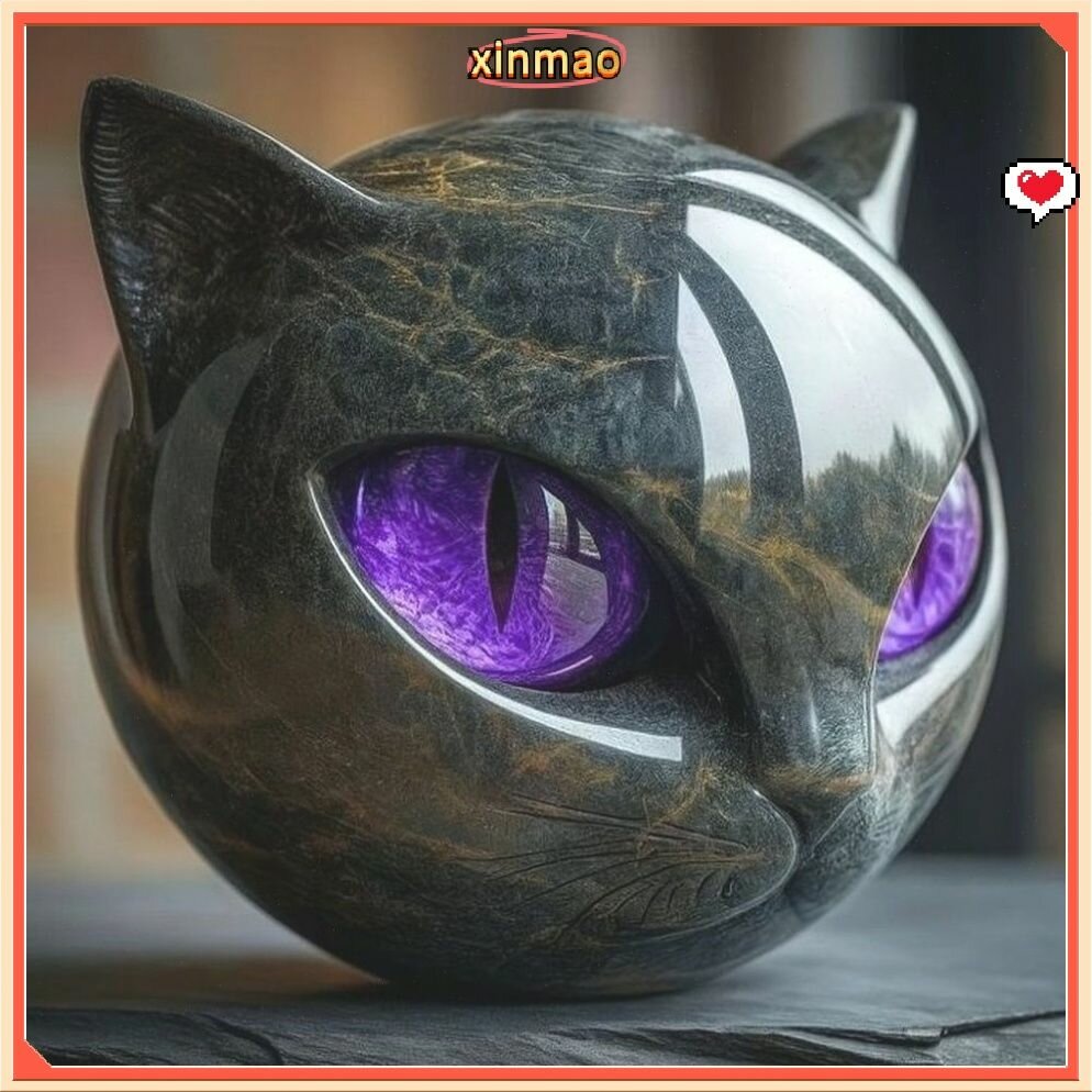 Роскошная каменная резьба в виде черной кошки, элегантный предмет интерьера и подарок, резьба с лечебным эффектом.