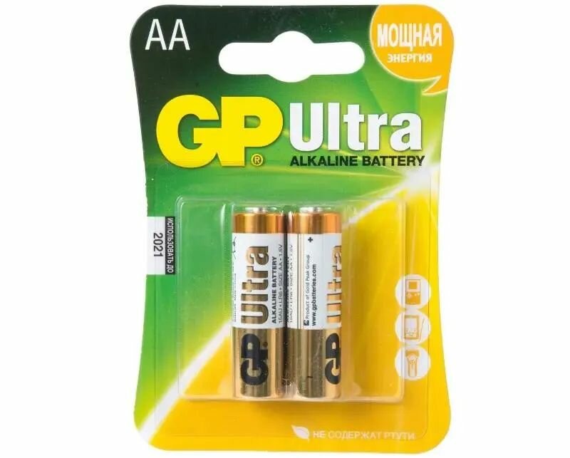 Батарейка LR06/AA 1,5В 15A алкаин. блистер 2шт (40) Ultra GP 4891199027581