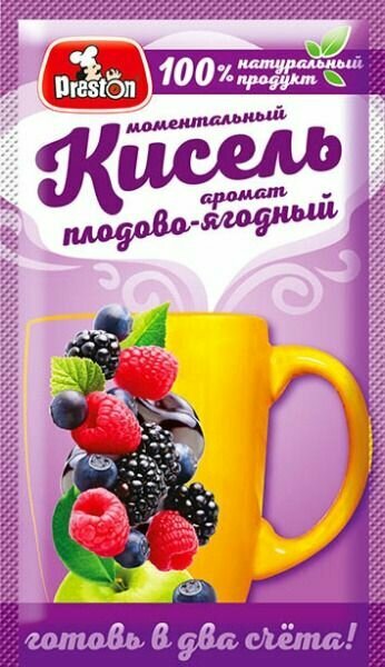 Preston Кисель моментальный Плодово-ягодный 30г, 9 уп