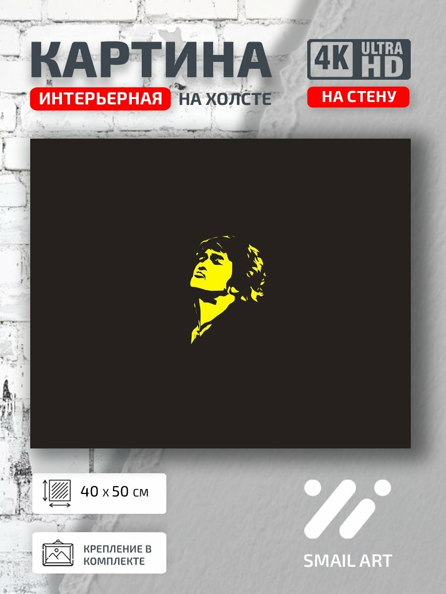 Картина на холсте интерьерная 40 на 50 на стену Цой Mood для спальни атмосфера интерьер