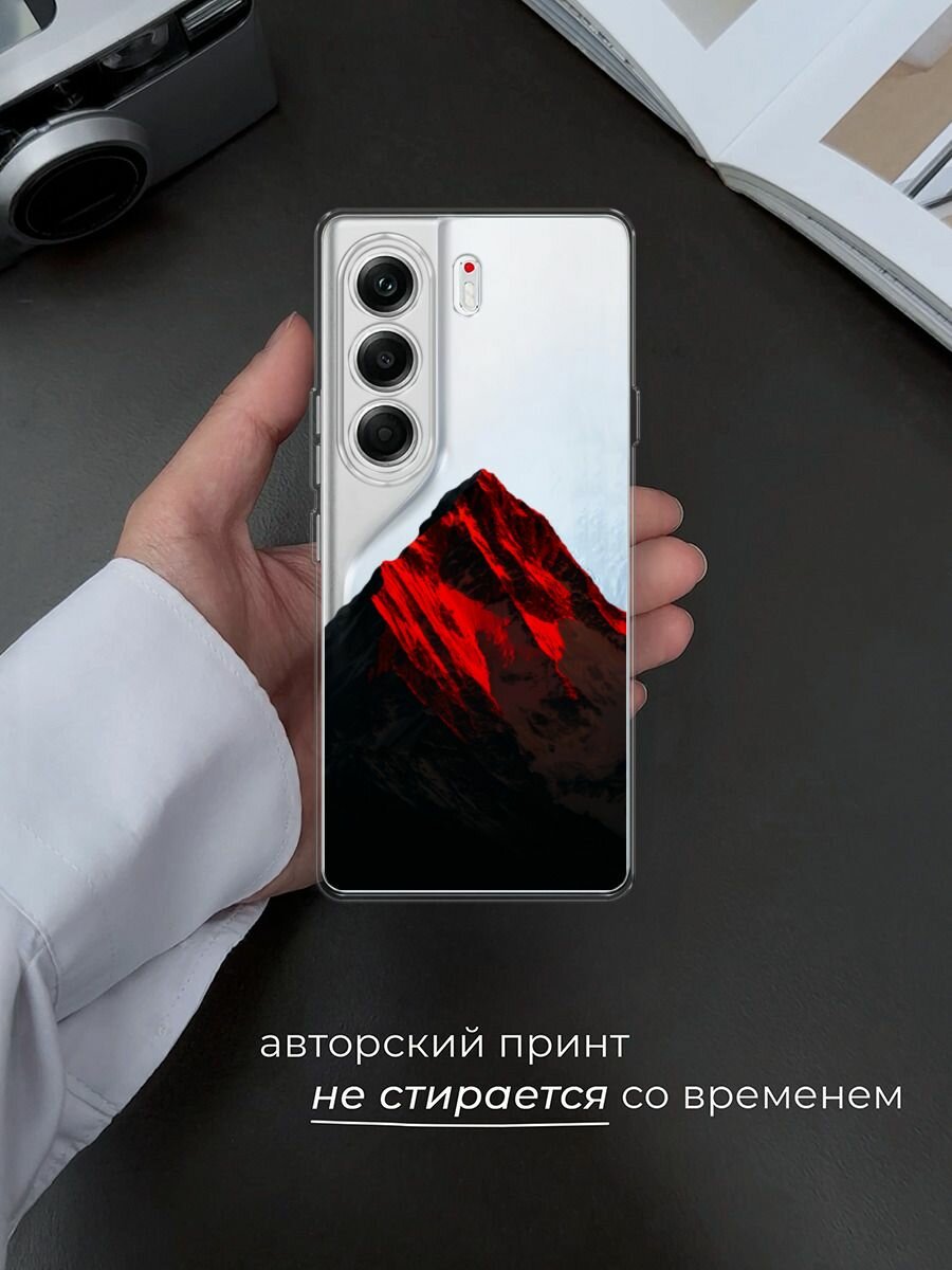 Чехол на Tecno Camon 40 Pro 5G / Текно Камон 40 Про 5G с принтом Красная гора 2, прозрачный — фото 1