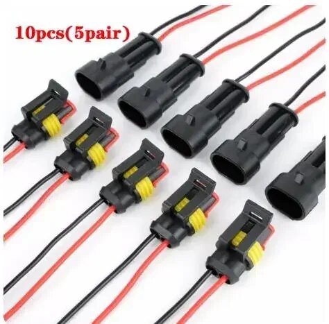 Водонепроницаемые автомобильные разъемы «папа-мама» 2-контактные 5 комплектов