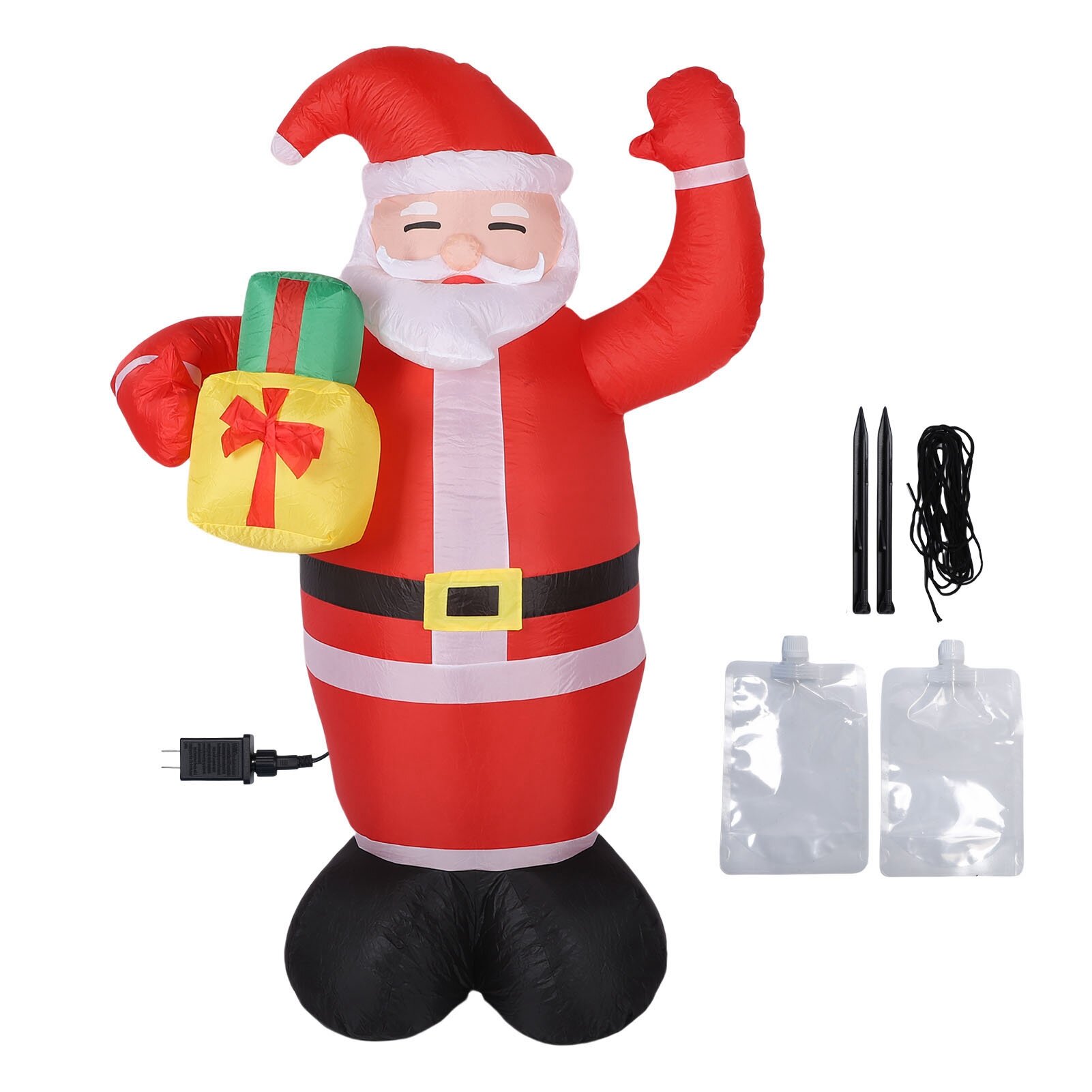 Надувной Дед Мороз, несущий подарок, водонепроницаемый IP44, креативный надувной Дед Мороз со светодиодной подсветкой для вечеринки или украшения двора, вилка стандарта США 100-120 В