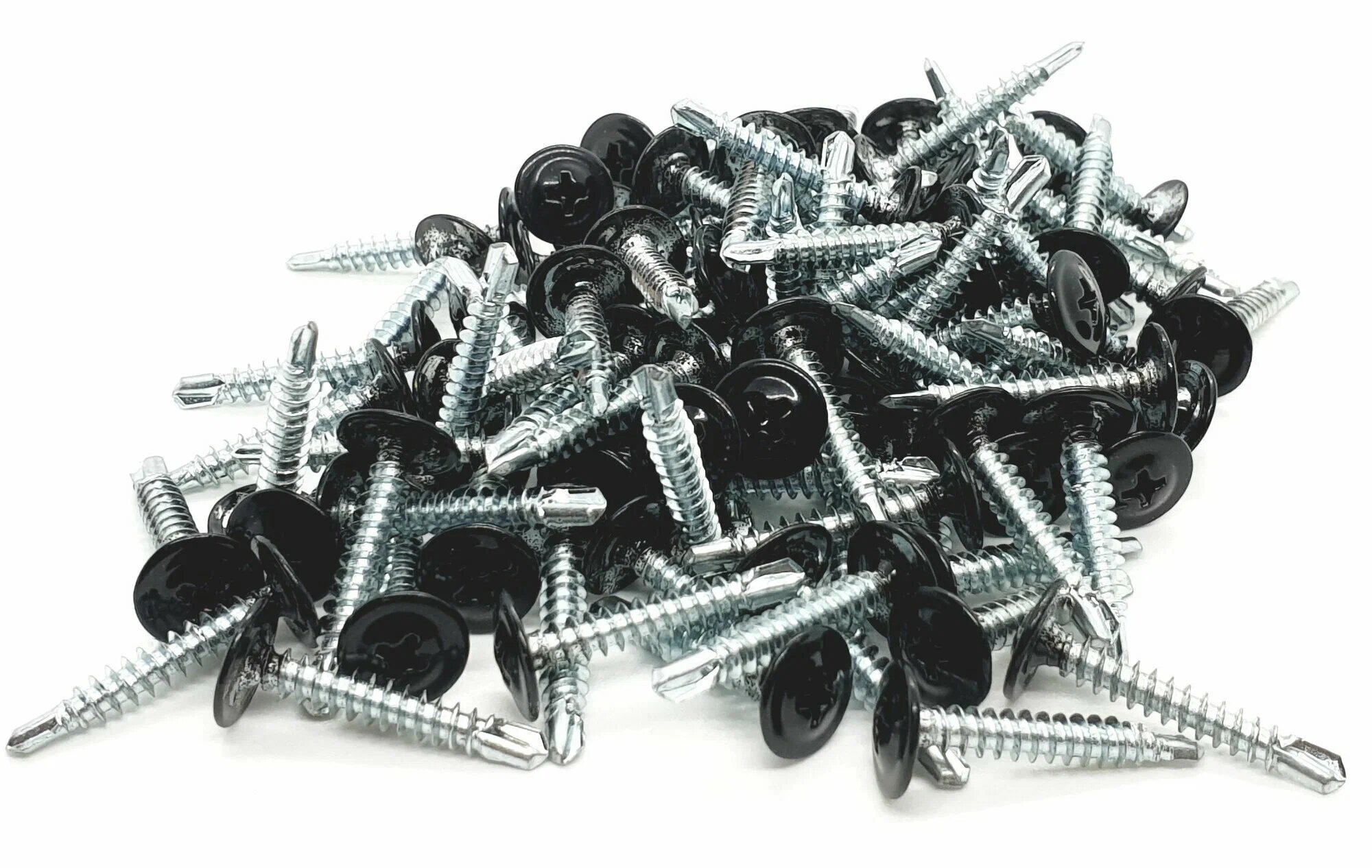 Саморез прессшайба 4,2х75 сверло , стальной , крашеный RAL9005 "Мастерболтиков" ( 50шт )