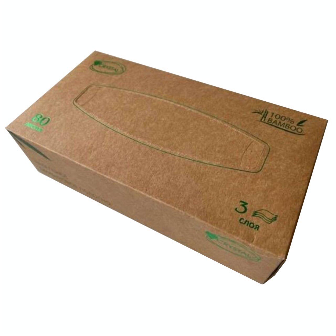 Салфетки косметические SOL CRYSTAL "Бамбук", 3-слойные, 80 шт.