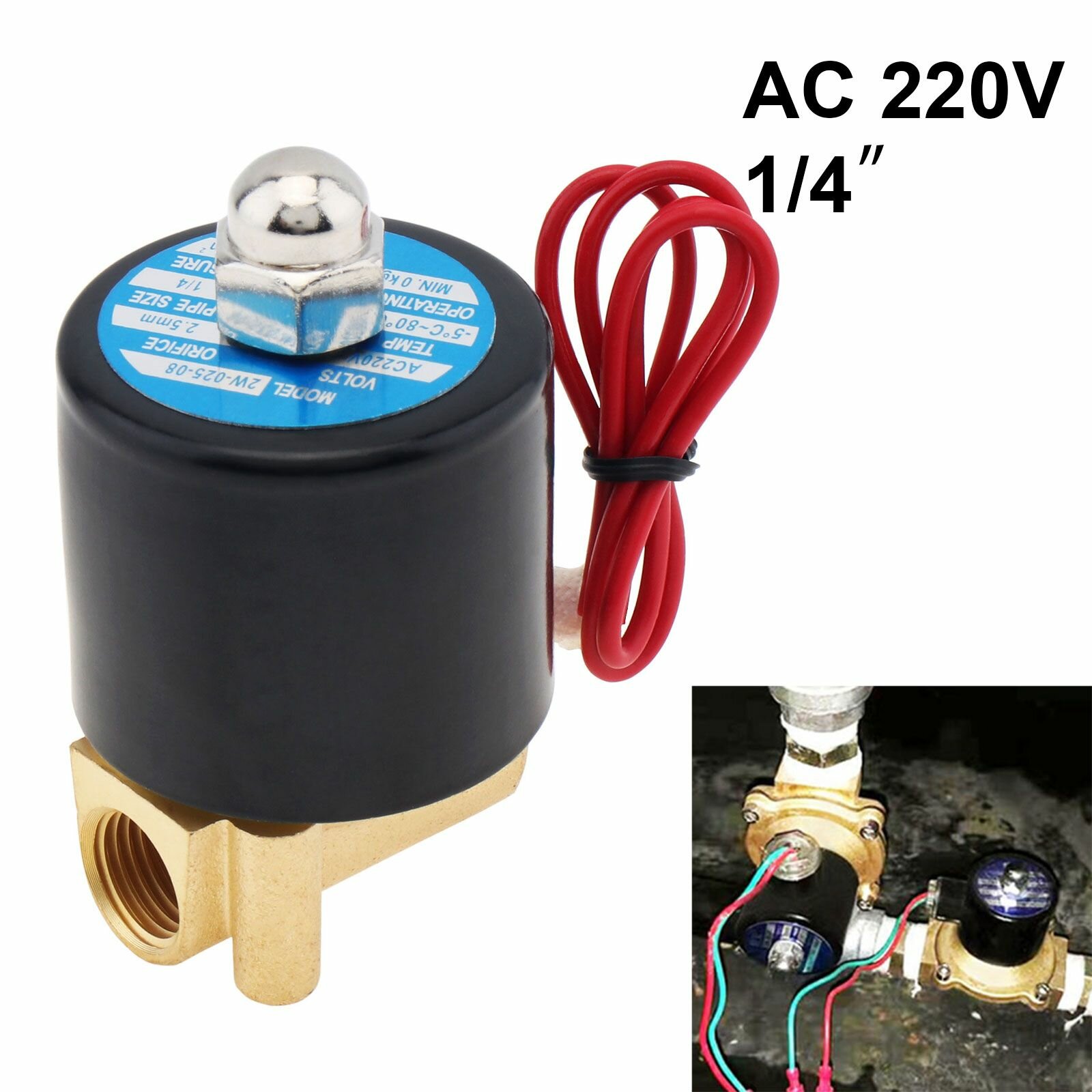 1/4 'DN8 AC 220V Электрический электромагнитный клапан для воды/масла/газа