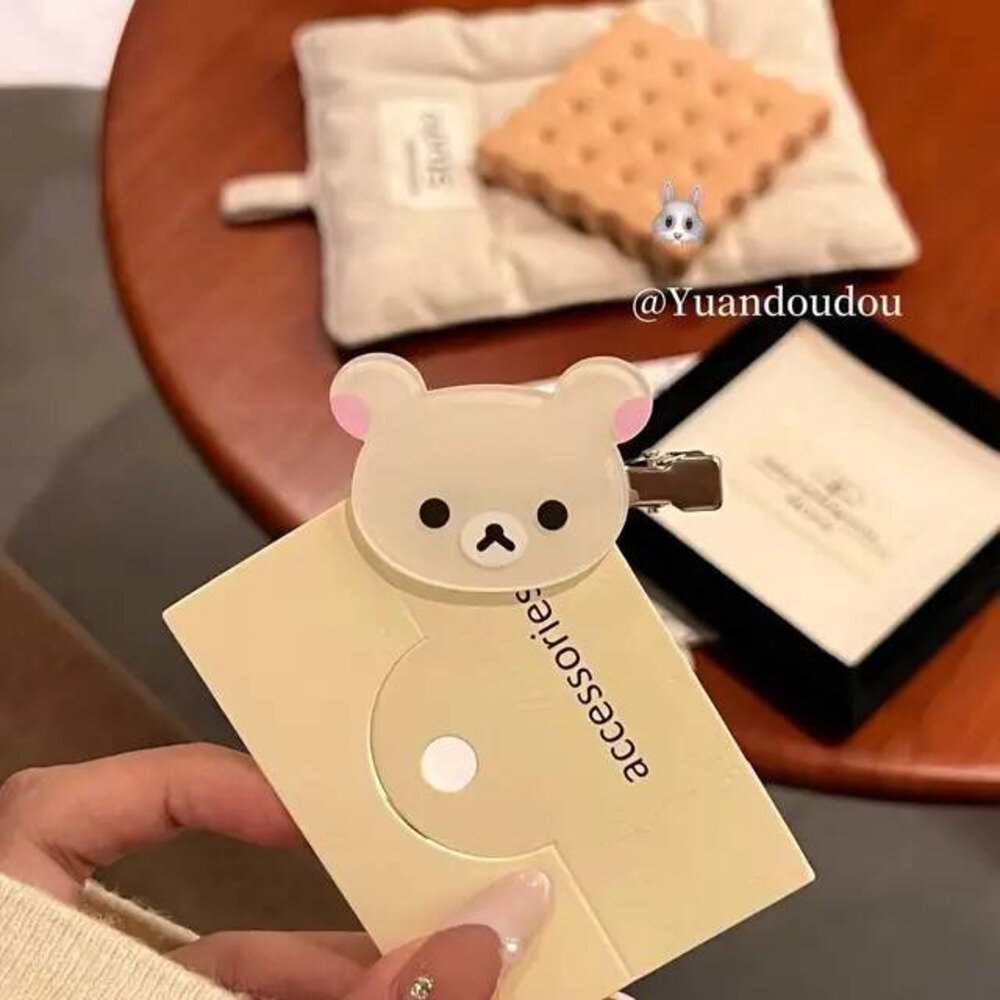 Заколка для волос в виде мультяшного Рилаккумы, аниме-заколка в виде медведя-уточки для девочек, милая универсальная заколка для челки, головной убор для студенток, аксессуар для волос, подарок.