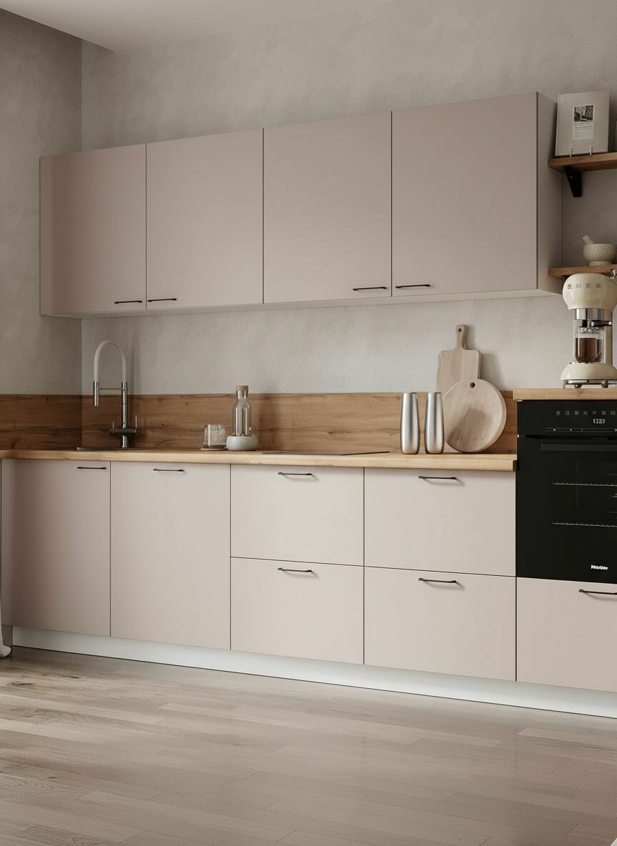 ARNIKA Кухонный гарнитур со столешницей "Дакия" 3м х 2,4м, цвет магнолия (бежевый), фасад пленка ПВХ