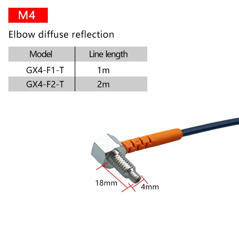 Оптоволоконный датчик M4 2M, GX4-F-T