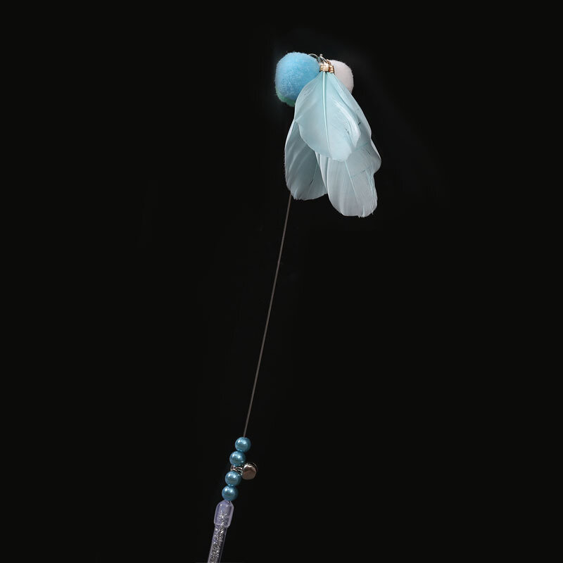 Дразнилка для кошек с колокольчиком, шуршащая игрушка-шарик, дразнилка-волшебная палочка с перьями, игрушка для кошек,