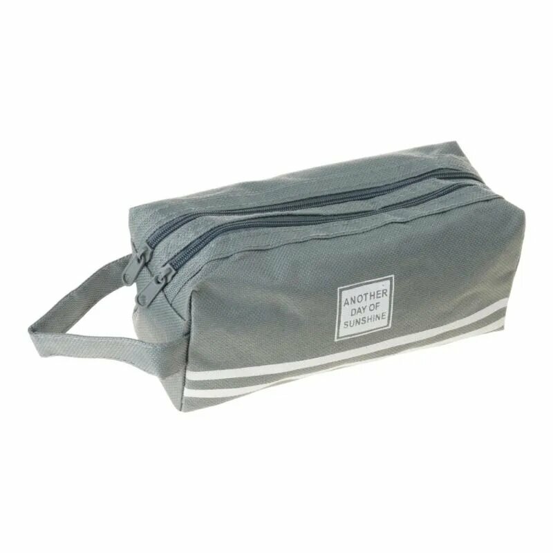 (1шт) Пенал большой емкости с двойной застежкой-молнией-темно-серый