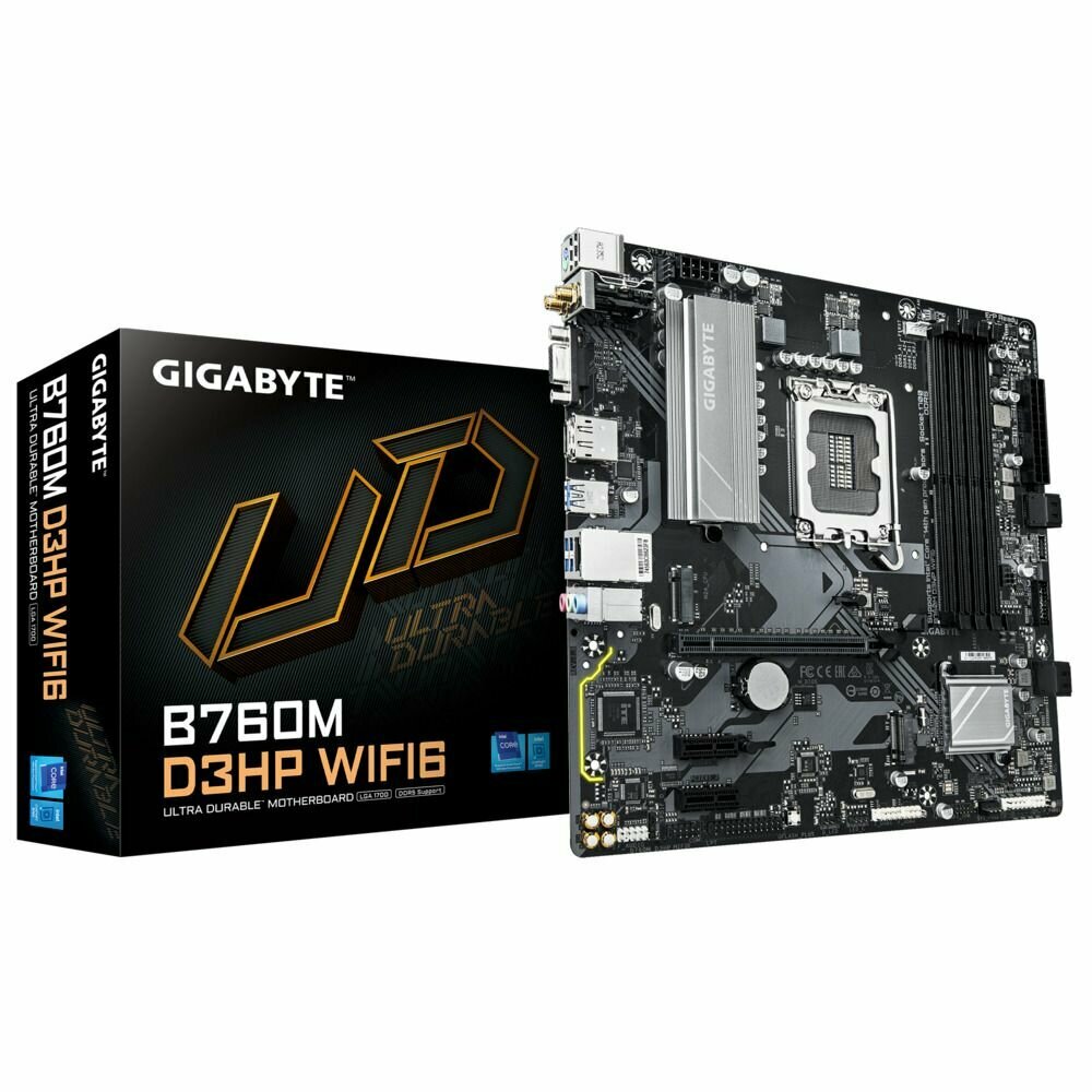 Материнская плата Gigabyte B760M D3HP WIFI6, LGA1700, Intel B760, Micro-ATX, RTL (B760M D3HP WIFI6)