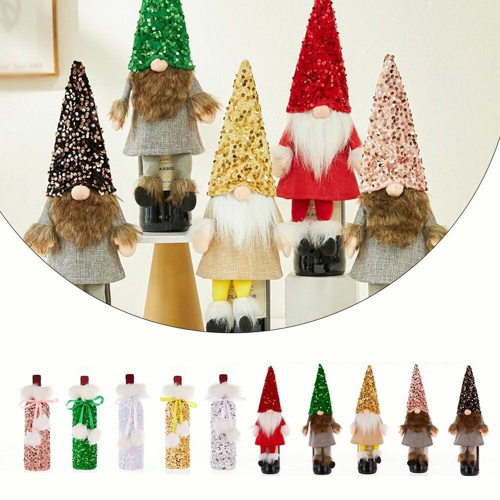 Рождественский гном, декоративный чехол для бутылки вина, чехол для шампанского