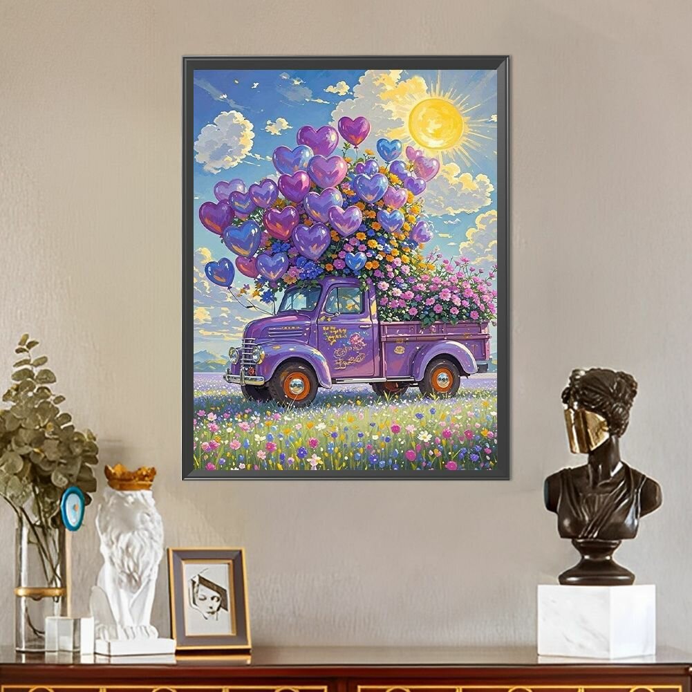 Набор для рисования бриллиантами, замок и машина, наполненные воздушными шарами, креативные украшения для домашней гостиной, 40х50см