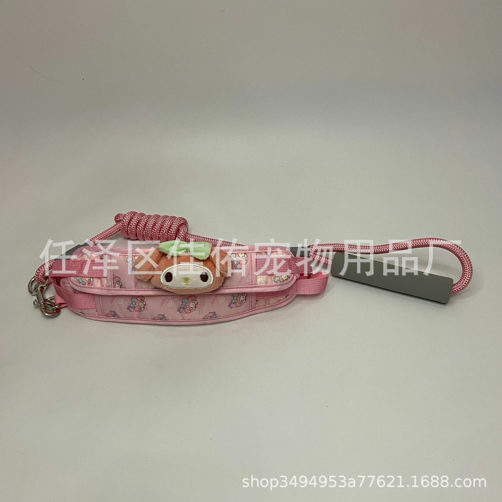 Розовая регулируемая ошейник-поводок для маленьких собак, обхват груди 30-40 см, прочная резиновая ручка