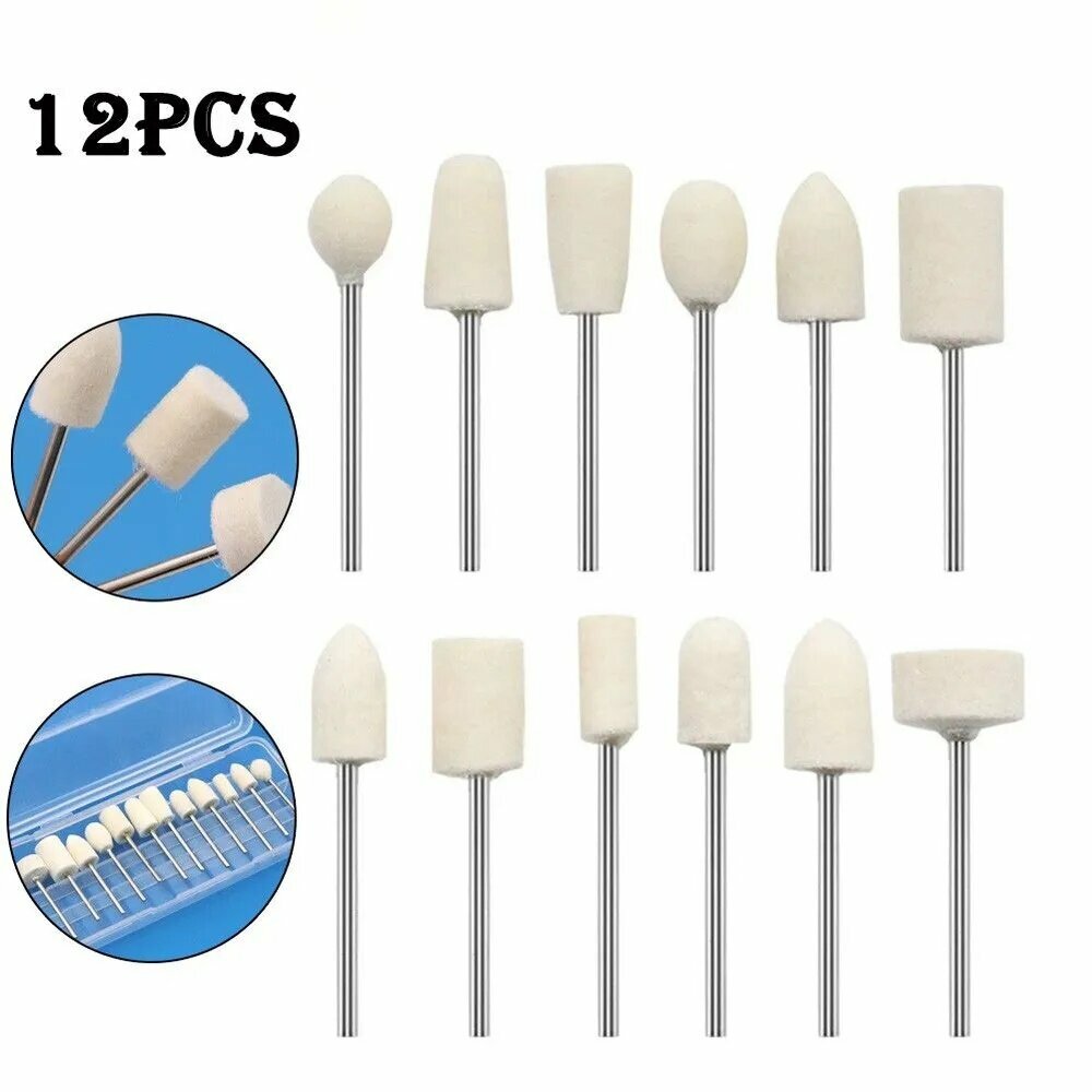 12 полировальных кругов из шерсти 2,35 мм, полировальные круги, шлифовальная головка, мини-вращающийся инструмент