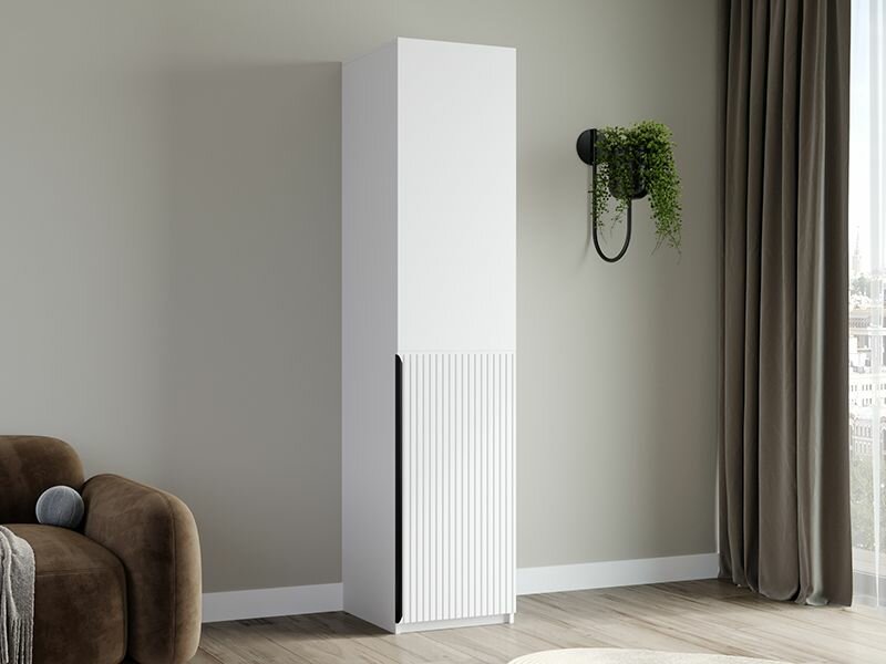 Шкаф пенал со штангой "Бруно" 40х200х50 Белый / Лотос