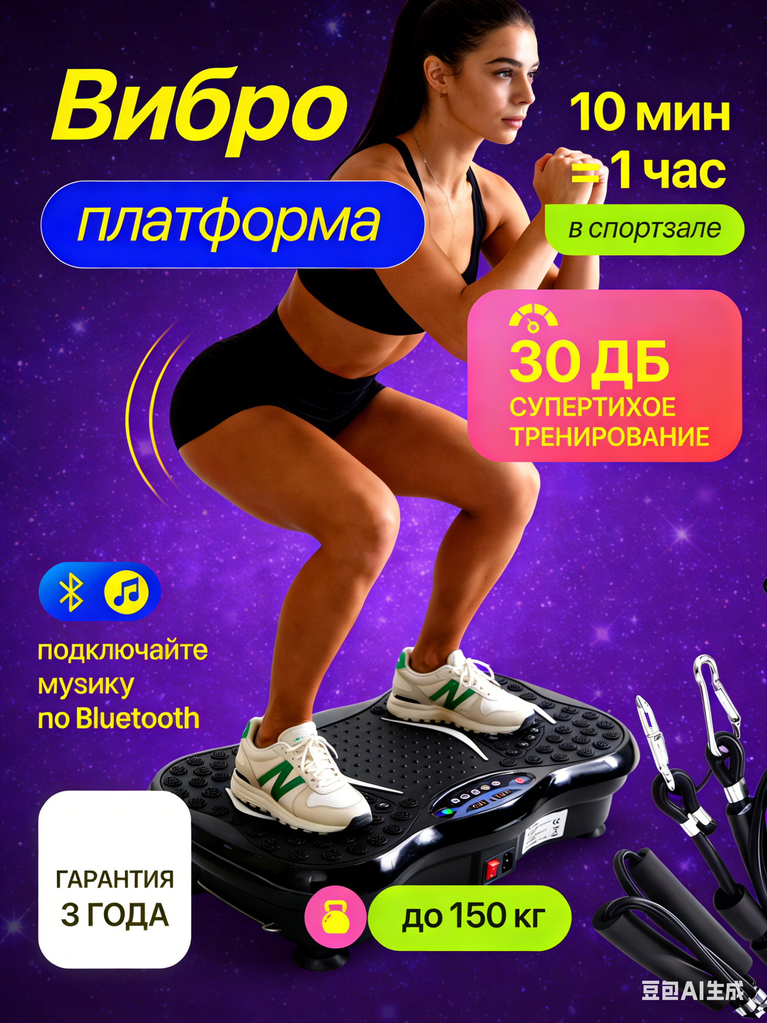 Вибрационная платформа-дрябломассажер для похудения и фитнеса, максимальная нагрузка — до 150 кг