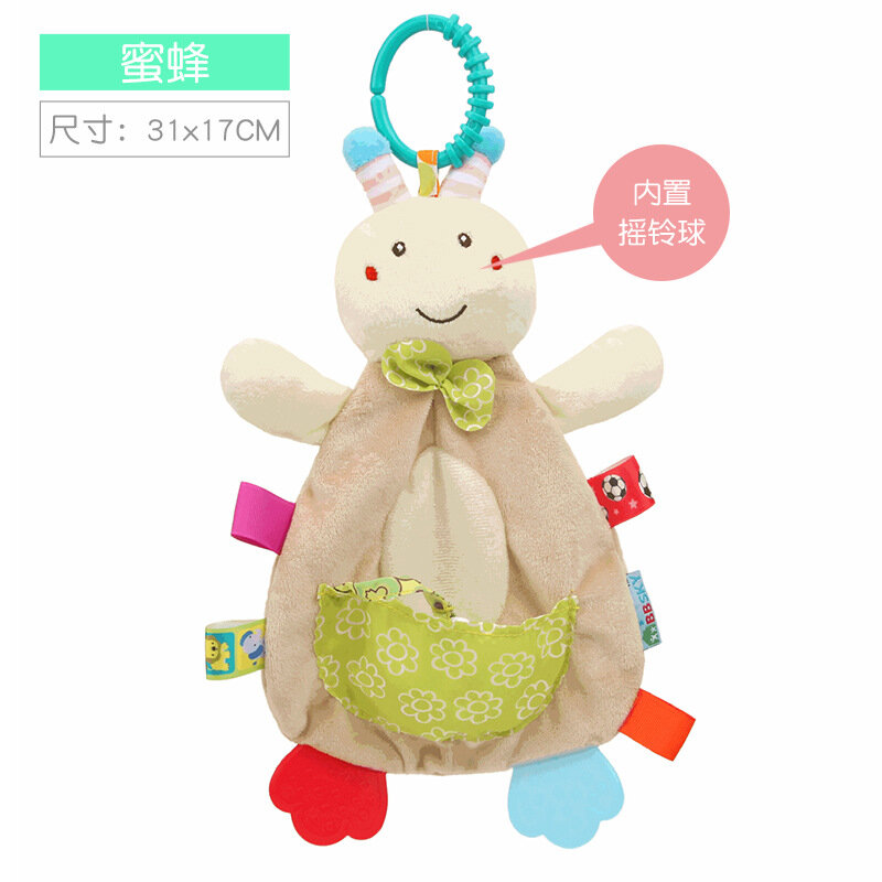 Плюшевая игрушка-погремушка BBSKY для новорожденных: успокаивающая кукла-комфортер для сна, можно жевать B038D