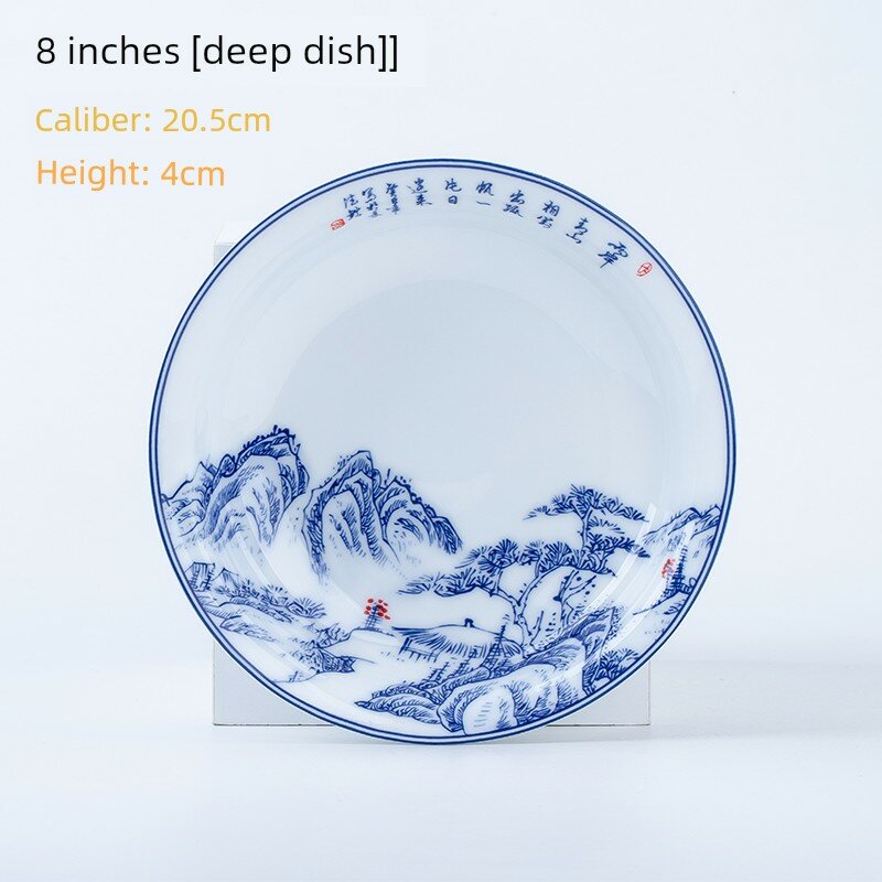 Цзиндэчжэнь, сине-белая фарфоровая миска, утолщенная миска для риса, бытовая посуда в китайском стиле,